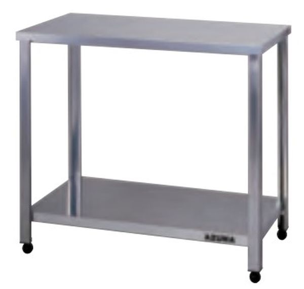 ※注意※：【お客様組立品】サイズ(W×D×H)mm：900×450×800重量：11kg材質：本体：SUS430 調整脚：ナイロン樹脂耐荷重：120kg棚板はお好きな高さに調整可能です。調整脚をキャスターに交換できます。日本製入数：1台00...