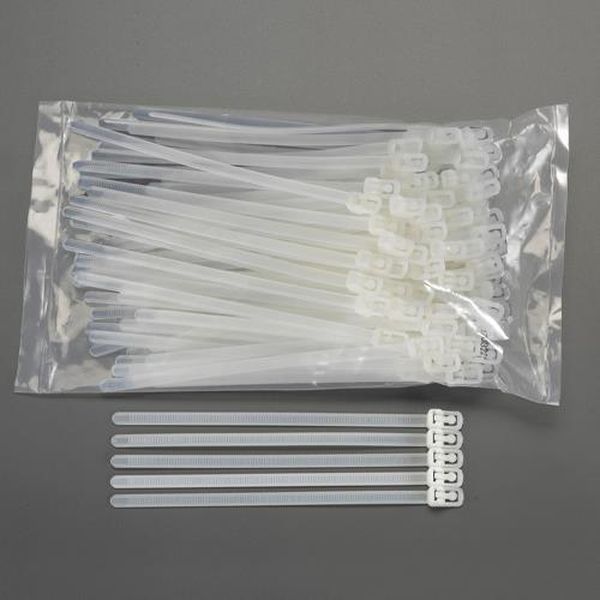 ●全長(mm)…361●幅(mm)…4.7●厚み(mm)…1.5●最大径(mm)…101●入数(本)…100●材質…ナイロン66●使用温度範囲…−40〜85℃●ループ引張強度…135N (13.77kgf)●色…乳白●片手で即座にリリースで...