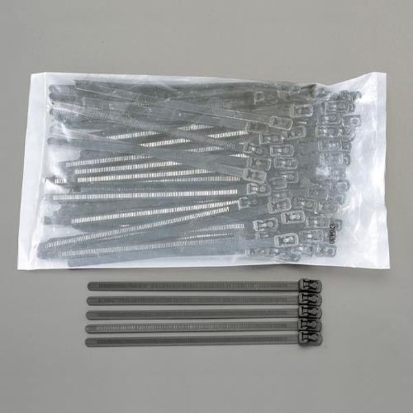 ●全長(mm)…301●幅(mm)…4.7●厚み(mm)…1.5●最大径(mm)…82.0●入数(本)…100●材質…ナイロン66●使用温度範囲…−40〜85℃●ループ引張強度…135N (13.77kgf)●色…黒●屋内外両用、紫外線の当...