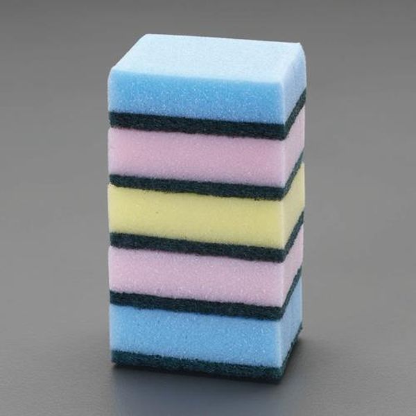●サイズ…90×60×30mm●材質…ポリエステル不織布（研磨材入）、ポリウレタン●入数…5個●重量…5g/個●研磨力にすぐれた不織布と泡立ちの良いスポンジを貼り合わせています。●洗って磨ける両面タイプ●食器・鍋・調理器具などにEA928A...