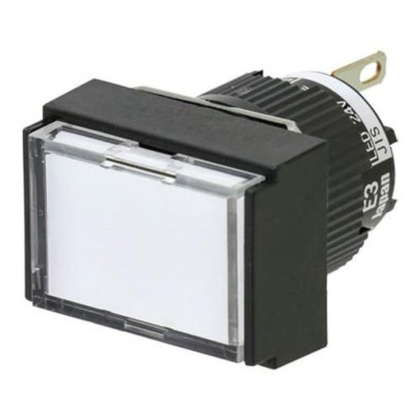 ●色…白●定格電圧…DC24V●サイズ…24(W)×34(D)×18(H)mm●長角平形(18×24)表示灯●トランス無し●LED　DC24V球付●パネルカットφ16mm用●高輝度LED照光品「ぴかりくん」を標準化●金貼り接点とスライド構造...
