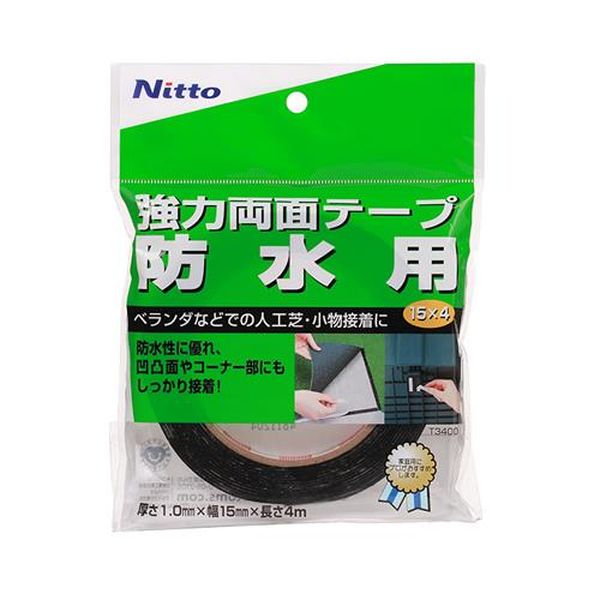 ●幅(mm)…15●長さ(m)…4●厚さ(mm)…1.0●材質…基材：布粘着剤：ゴム系●用途…ベランダなどでの人工芝・小物固定に●内芯径…28mm(1.1”)●テープ色…黒●入数…10巻●防水性に優れ、凹凸面やコーナー部にもしっかり接着●耐...