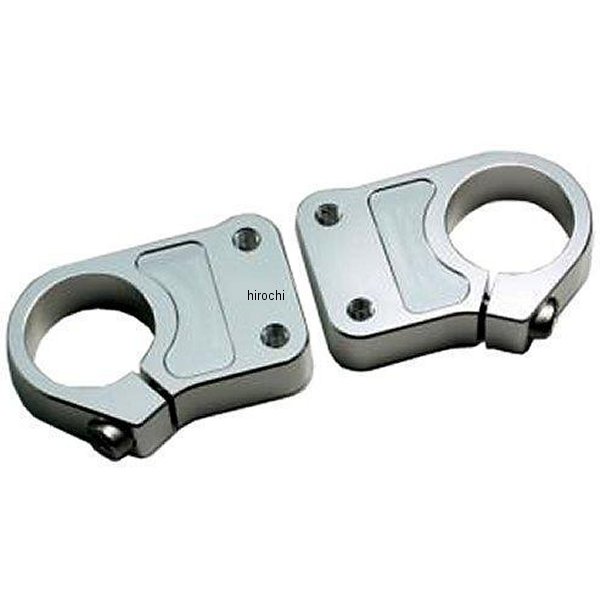 アンダーブラケットです。汎用カラー：シルバーアルマイト上記バーハンドルキット に使用当社2本止めのハンドルホルダーが取付できます。フォーク径φ37mm用左右フォークの中心とホルダー取付位置の中心が同じオフセットなし仕様アルミ合金削り出し 厚...