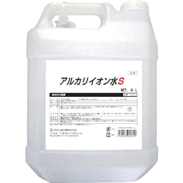 ・界面活性剤、溶剤を一切含まないアルカリ洗浄剤です。・無香料・無着色で手軽に使用できます。・家庭、工場内のお掃除に最適。・色：無色・使用濃度：原液〜100倍・容量(L)：4・使用濃度：原液〜100倍・精製水、アルカリ剤・生産国 日本・JAN...