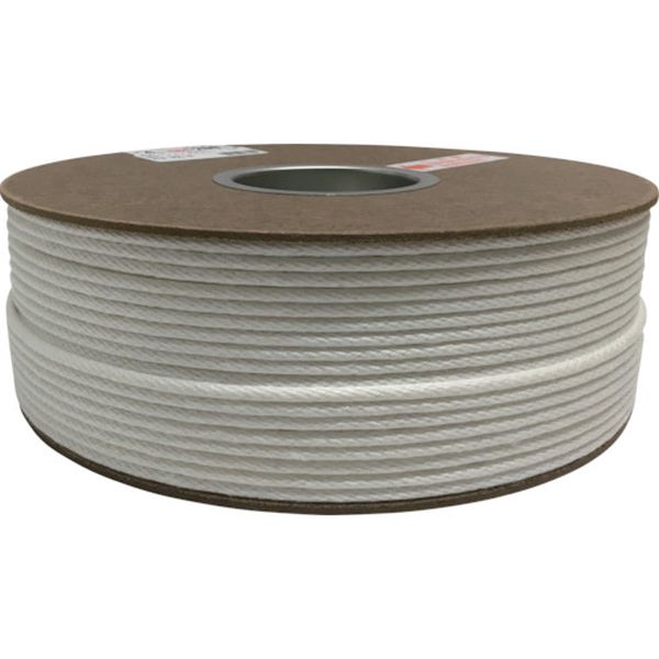 ・強度は3つ打に比べ40%程度低下しますが、摩擦抵抗が少なく、ねじれにくいロープです。・手触りがよく扱い易い、耐候性、耐久性に優れた強度の強いロープです。・各種結束、テント・タープ用など。・色：白・線径(mm)：4・長さ(m)：200・包装...