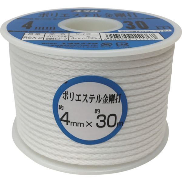 ・強度は3つ打に比べ40％程度低下しますが、摩擦抵抗が少なく、ねじれにくいロープです。・酸・アルカリ・海水などに強く、耐候性に優れ摩擦にも非常に強く、強力に優れたロープです。・水に濡れても固くなりにくいロープです。・各種結束、テント・タープ...