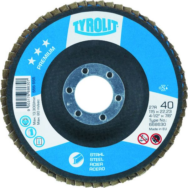 ・ワークの角に対して最適なパフォーマンスを発揮します。・バックパッドには硬い繊維を使用し、ハードに研削できます。・鉄に対して最適な研削能力があります。・TYROLIT社の三段階グレードのなかでも、最上位に位置する「プレミアム」ラインの製品で...