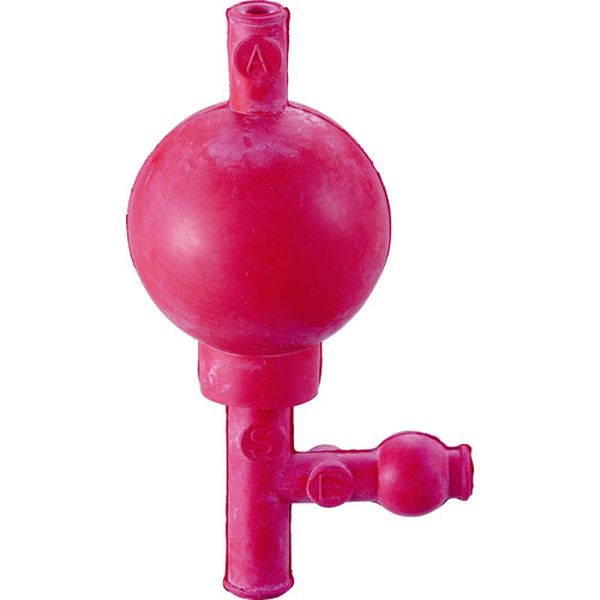 ・3か所にボールバルブを入れてあり、吸引と排出が簡単です。・液体を片手で分注できます。・ガラス製やプラスチック製など様々な容量のピペットを差し込んで使用します。・色：赤・容量(ml)：50・先端口径(mm)：5・全長(mm)：132・天然ゴ...