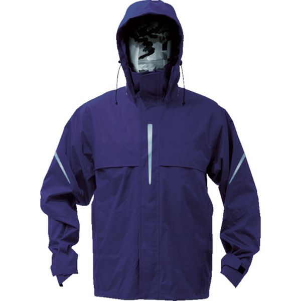 ・上着には全方位で蒸れを逃がすベンチレーション(通気口)とリフレクター付きです。・ヒジが曲げやすく運動性を重視したレインスーツです。・雨天時の野外作業。・色：ネイビー・サイズ：LL・身長(cm)：175〜185・胸囲(cm)：96〜104・...