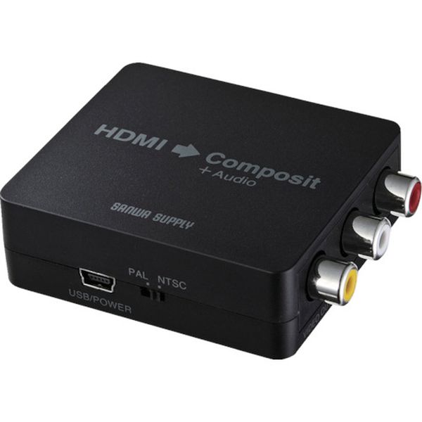 ・HDMI信号をコンポジット映像信号に変換するコンバーターです。・HDMI信号に含まれるデジタル音声からアナログ音声信号に変換し出力することもできます。・USB給電で動作するUSBバスパワー方式なので、モバイル環境でも設置が簡単に行えます。...