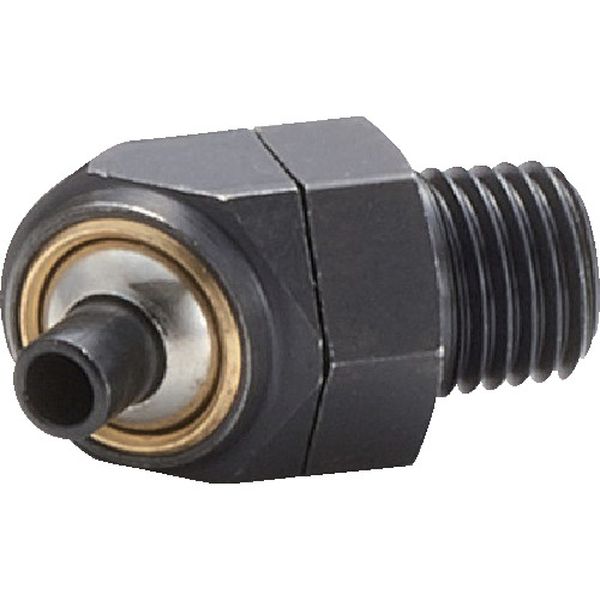 ・従来のストレートタイプに比べて45°の角度でユニバーサルに動き広範囲に高圧噴射ができます。・樹脂ノズルに比べ噴射方向の維持ができます。・一般生産工場に。・ねじ寸法：PT1/4・ノズル長(mm)：10・口径(mm)：4・最高使用圧力：3.0...