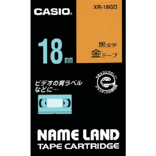 ・テープ色：金・テープ幅(mm)：18・テープ長さ(m)：8・黒文字・生産国 中国・JANコード 4971850123255・質量 47gXR-18GD楽天 JP店　
