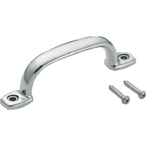 ・握りやすい形状を考慮したハンドルです。・ステンレス鋼鋳鋼品です。・各種産業機械、キャビネット、什器。・全長(mm)：150・全高(mm)：42・径(mm)：18・取付ピッチ(mm)：128・幅(mm)：21・2穴ピッチ(mm)：128・穴...