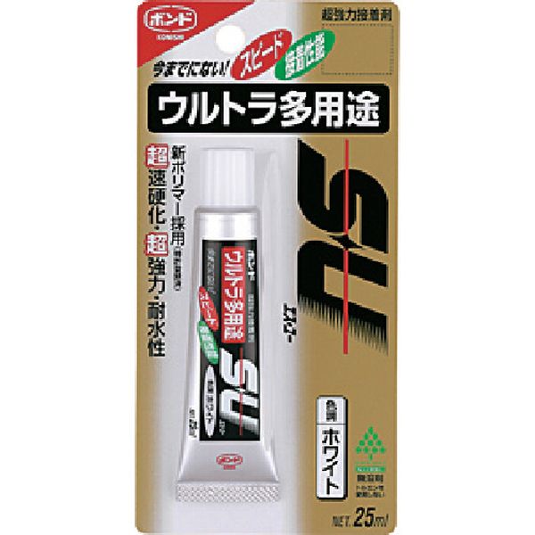 ・超速硬化・強力・耐久性に優れています。・無溶剤タイプです。・日本接着剤工業会 JAIA 4VOC基準適合品です。・金属、木材、コンクリート、ステンレス同士の接着。・硬質プラスチック同士の接着。・色：ホワイト・容量(ml)：25・硬化時間(...