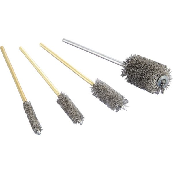 ・ステンレス線を芯線により、スパイラル状に固定しています。・全長が長く(100mm)、通常のブラシでは対応できない奥行を加工できます。・円筒内面、ねじ穴、パイプ内面、交差穴、曲面のバリ取りに最適。・金属、非鉄金属、プラスチック、ゴム等、各種...