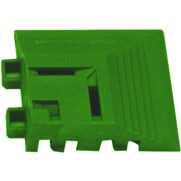 ・クロスラインマットエース用のスロープコーナーです。・下駄箱前、渡り廊下など。・色：グリーン・タイプ：コーナー・幅(mm)：75・長さ(mm)：75・厚さ(mm)：24・防炎適合品：EO950106・厚み：24mm・エチレン酢酸ビニール(E...