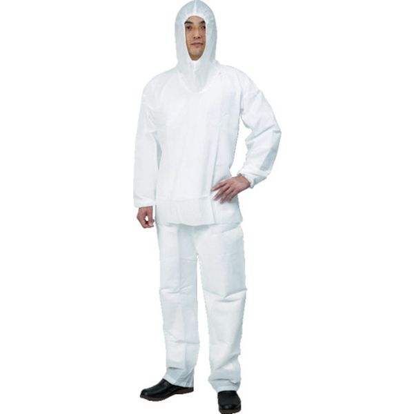 ・軽量で通気性に優れた作業服です。・汚れの発生する作業に。・色：白・サイズ：M・ウエスト(cm)：68〜84・股下(cm)：68〜72・箱入数(着)：100・タイプ：ズボン・ウエストゴム入り・裾折り返し・ポリプロピレン(PP)・耐熱性、防炎...
