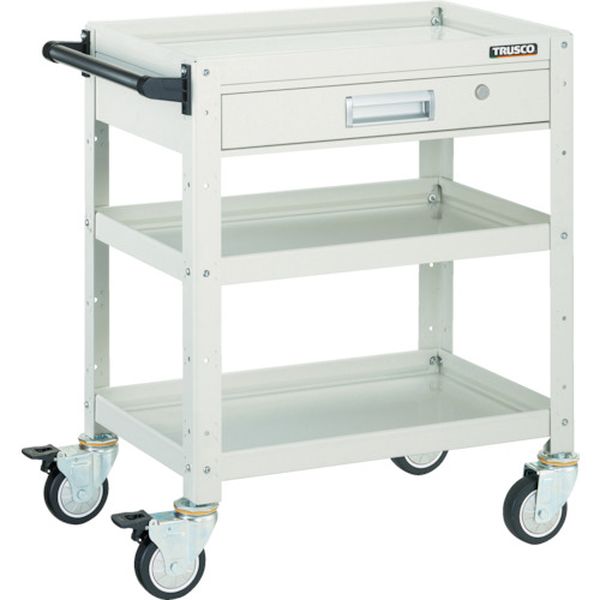 ・車輪と共に車軸もロックするダブルロック仕様のキャスターです。・アングル支柱に突起を出し、棚板を固定することにより縦横のゆれを軽減します。・棚板は皿型・フラット型の表裏両面使用できます。・棚板の組付けは、内側にフランジ付ナットを使用している...