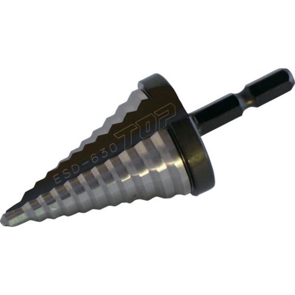 ・色々なサイズの穴あけと穴の拡大修正に最適な切削工具です。・X型シンニング加工が施されており刃先が逃げません。・被削材:鉄板(2mmまで)、ステンレス板(1.0mmまで)、プラスチック、木材。・段幅(mm)：3・段数(段)：11・シャンク形...