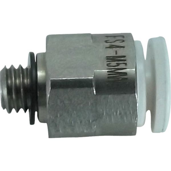 ・適合チューブ外径D(mm)：4・接続口径：M5×0.8・六角対辺(mm)：10・使用圧力：1MPa(空気)、0.3MPa(水)・使用流体：空気、水・流体温度(℃)：-5〜60℃(空気)、5〜40℃(水)・流体温度(℃)：-5〜60℃(空気...