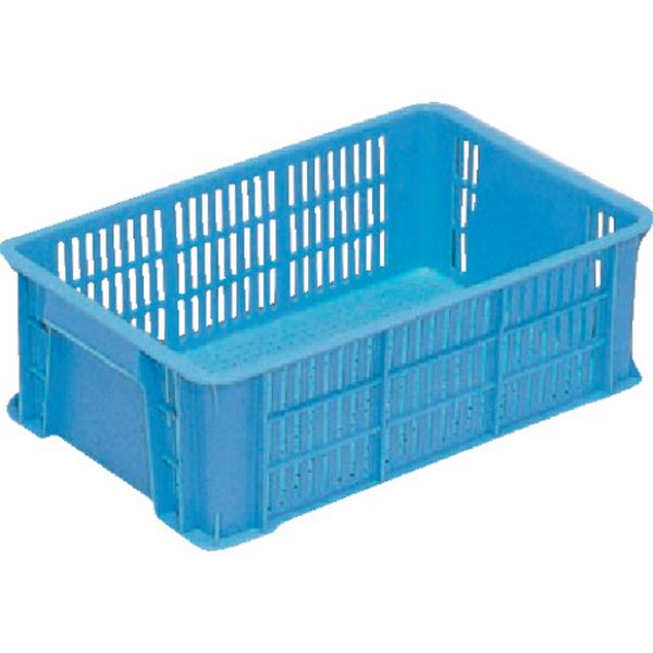 ・通気性のあるメッシュタイプで、果実・野菜の採集・集荷・選果・運搬など産地から市場までの用途の広いコンテナです。・果実・野菜の採集・集荷・選果・運搬等産地から市場まで。・容量(L)：18・色：ブルー・外形寸法(mm)間口：487・外形寸法(...