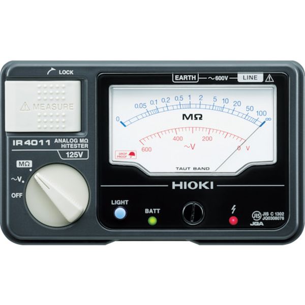 ・JIS C 1302認定品のアナログ絶縁抵抗計です。・誤使用のない単レンジ(125V)モデルです。・暗い現場で作業効率アップでLEDライトと手元スイッチ付のテストリード(L9788-11)が標準付属してます。・1mの落下に耐える堅牢設計(...