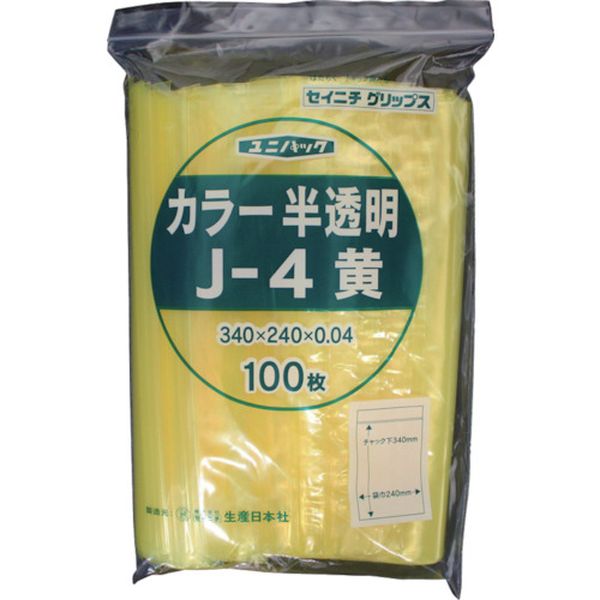 ・スタンダードなフィルム厚0.04mmのチャック付ポリエチレン袋です。・部品等の保管、管理。・色：半透明イエロー・縦(mm)：340・横(mm)：240・厚さ(mm)：0.04・ポリエチレン(PE)・生産国 日本・JANコード 490976...