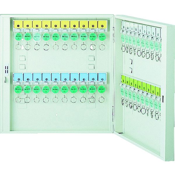 ・ビル管理に必要な鍵を集中管理できます。・家庭、事務所、倉庫などの鍵を収納するのに最適なキーボックスです。・壁に掛けることができます。また壁に掛けたまま開閉ができます。・キーボックスの扉は施錠できます。(鍵2個付)・キーボックス内のキーラッ...