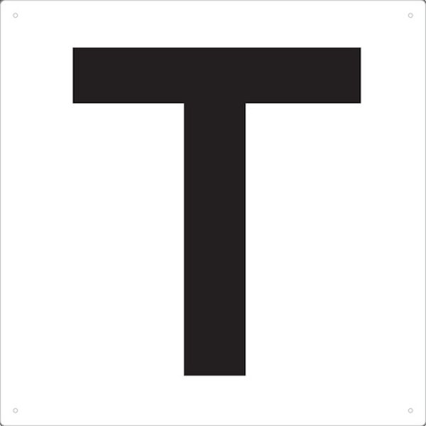 ・屋内外使用可能です。・通り芯表示板に使用可能です。・庫内等のゾーン分け、目印にも便利です。・表示内容:英字「T」　白・取付仕様:穴4ヵ所・縦(mm):420・横(mm):420・縱(mm)420・厚み1mm・取付方法：ビス止め(ビス別売)...