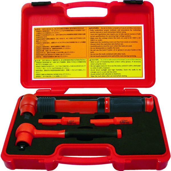 ・Tech-EVシリーズの基本セットです。・ハイブリッド車や電気自動車のバッテリー付近の作業に対応します。・専用ケースとマット付です。・セット内容：トルクレンチ、ディープソケット6角2点(8mm、10mm)、ラチェットハンドル・ケース寸法(...