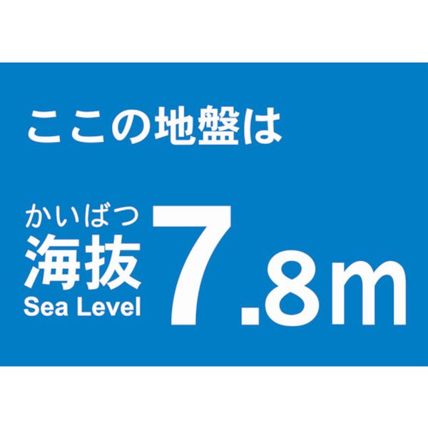 ・屋内外使用可能です。・表示内容:ここの地盤は海抜7.8m・取付仕様:粘着シール・取付方法：貼付タイプ・縦×横:120×170mm・塩化ビニール(PVC)・貼り付ける面のゴミ・油等を拭きとってください。・生産国 日本・JANコード 4989...