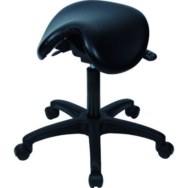 ・レバーにより座の傾き加減を変えられるため、作業に適した角度に調整できます。(上下約30mm、約12°)・座面がサドルのような形状をしているため、太もも裏のあたりがソフトです。・高さ調整が可能です。・張地：PVCレザー・脚色：ブラック・色：...