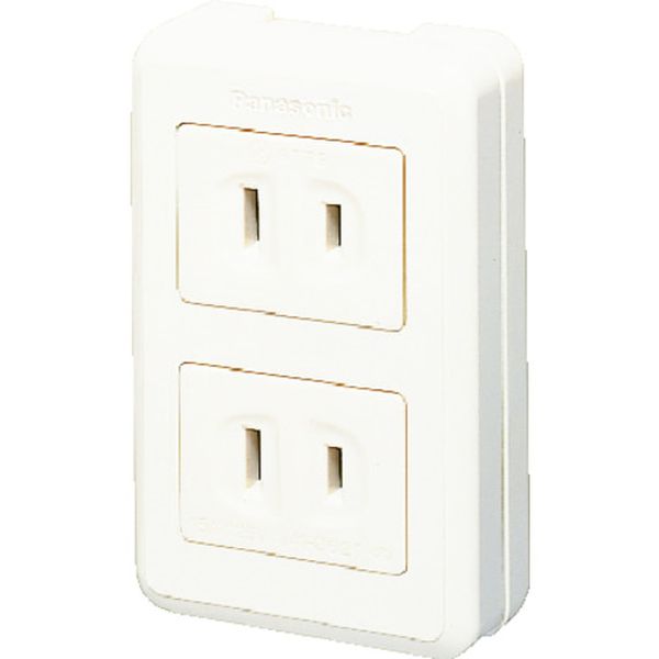 ・露出ダブルコンセントです。・定格：15A 125V・コンセント数：2個口・幅(mm)：55・長さ(mm)：85・厚さ(mm)：21・色：ミルキーホワイト・生産国 日本・JANコード 4902710022111・質量 94g・コード：763...