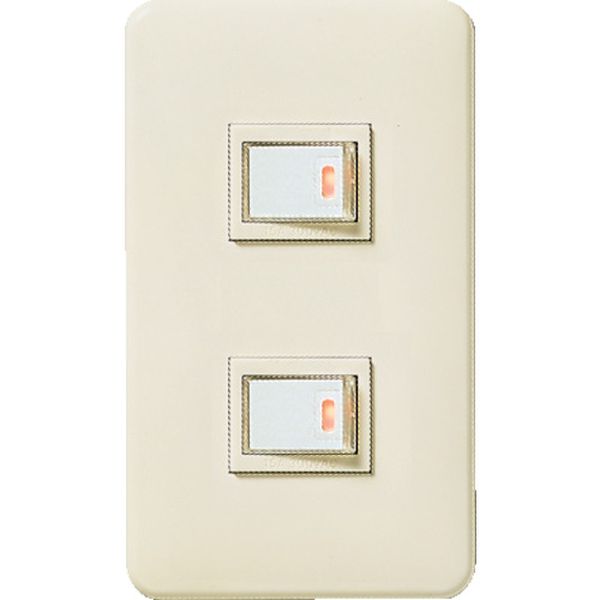・片切タイプの埋込ほたるスイッチBです。・定格：15A 100V・スイッチ数：2・幅(mm)：70・長さ(mm)：120・厚さ(mm)：44.5・色：ミルキーホワイト・ネームカバー付・モダンプレート付・生産国 日本・JANコード 49027...