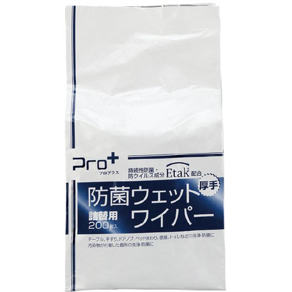 ・特許成分Etakを使用し、表面に固定化することにより、除菌効果・防ウイルス効果が持続します。・防菌ウェットワイパーの交換詰替用・テーブル、手すり、ドアノブ、ベッドまわり、便座、トイレなどの洗浄・防菌に。・シートサイズ(mm)：150×30...
