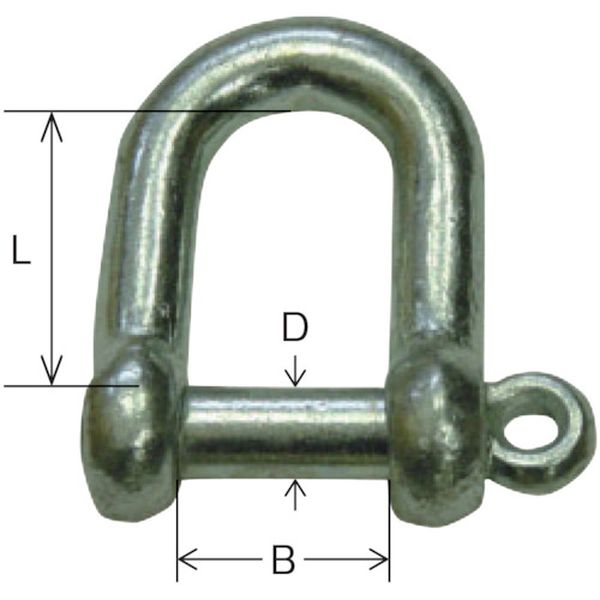 ・メッキ加工をしています。・ワイヤーと金具類の接続など。・ねじ径：W1/4・B(mm)：13・D(mm)：6・L(mm)：23・d(mm)：13・使用荷重(ton)：0.12・使用荷重(t)：0.1・HHH　ネジシャックル電気メッキ6mm・...