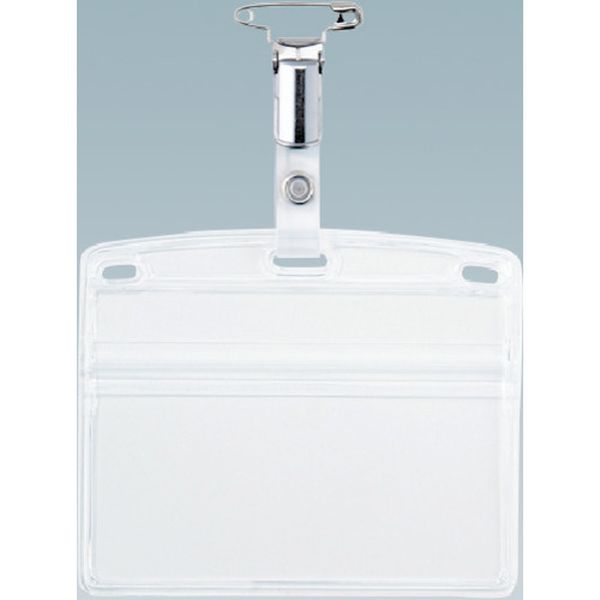 ・丈夫で高級感のある金属クリップです。・名札ケースは、水やホコリが入りにくいチャック式です。・安全ピン・クリップで留められます。・タイプ：ヨコ・中紙サイズ(mm)幅：90・中紙サイズ(mm)高さ：55・縦(mm)：132・横(mm)：103...