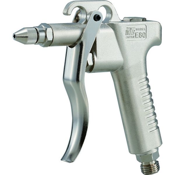 ・・衝突圧強力タイプです。・・引き金の長さを長くする事によって女性も力を加えずに・　引き金が引きやすくなりました。・・Wフック採用により作業終了後の収納がしやすく安全面・　に配慮し製作しました。・・一般生産工場、食品工場に。・ノズル長(mm...