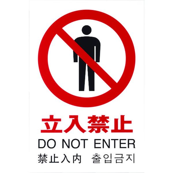 ・日本語・英語・中国語・韓国語を標示したサインプレートです。・大型で標示面がマットタイプなので見てわかりやすいです。・住宅や施設、共用スペース、店舗のサイン表示として。・表示内容：立入禁止・取付仕様：粘着テープ・縦(mm)：300・横(mm...