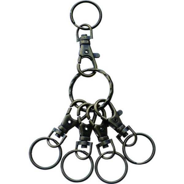 ・二重リング5個付なので鍵の集中管理に便利です。・スナップタイプなので一つの鍵を簡単に外すことができます。・色：ブロンズ・幅(mm)：65・長さ(mm)：80・二重リング5個付・リング：スチール・スナップ：亜鉛ダイカスト・生産国 中国・JA...