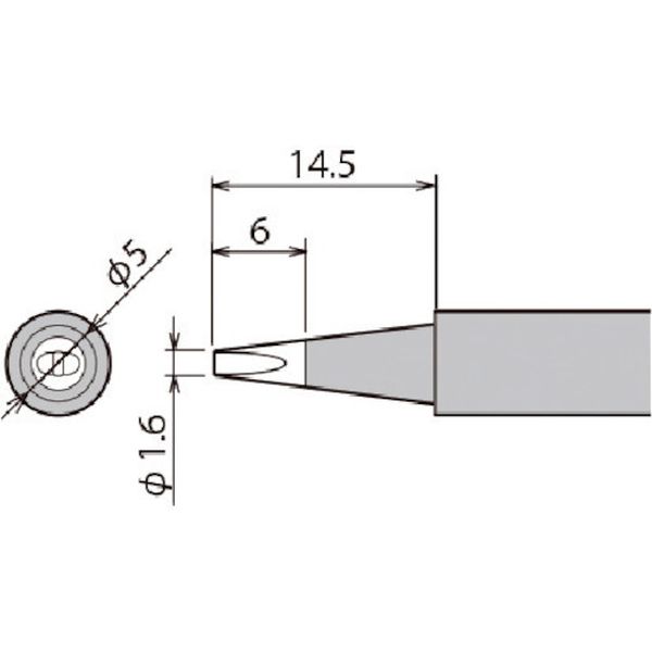 ・鉄メッキ処理の長寿命こて先です。・表面実装部品に。・コテ先名称：Φ1.6mm・適合機種：PX-280/280E・先端1.6mm幅のマイナス状・生産国 日本・JANコード 4975205566193・質量 9g・コード：249-3818 ・...
