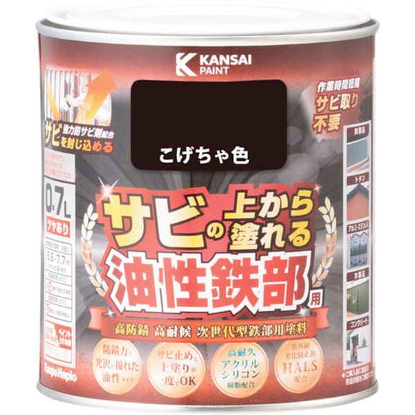 ・高耐久アクリルシリコン樹脂と強力防サビ剤の効果により、最高クラスの高い防サビ性と高い耐久性を実現した「サビの上から直接塗れる高性能鉄部用塗料」です。・強力防サビ剤が防錆効果を発揮し、サビ止めと上塗りが同時にできます。・色：こげちゃ・容量(...