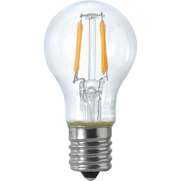 ・全方向へ光が広がるフィラメント型LEDです。・明るさ(lm)：230・光源色：電球色・外径(mm)：35・全長(mm)：67・消費電力(W)：2・口金：E17・相当電球(W形)：25・定格寿命(時間)：20000・色温度(K)：2700・...