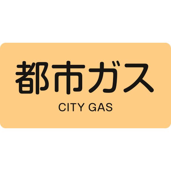 ・水や熱に強いアルミ製の配管識別用ステッカーです。・配管内物質の識別に。・表示内容：都市ガス/CITY GAS・取付仕様：貼付タイプ・縦(mm)：60・横(mm)：120・厚さ(mm)：0.1・色：うすい黄(2.5Y 8/6)・セット商品：...