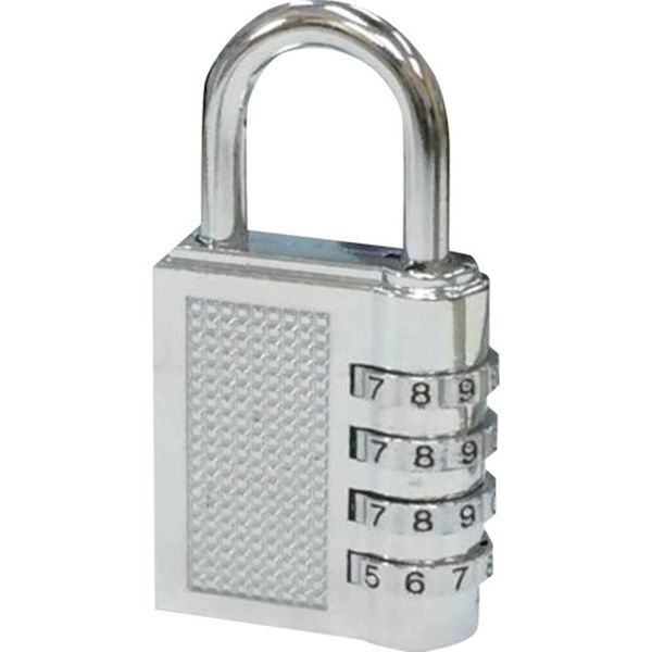 ・本格的な4段ロックです。・色：シルバー・ダイヤル：4桁・幅(mm)：41・ツル径(mm)：5.8・B(mm)：24・C(mm)：19・全長(mm)：78・本体：亜鉛ダイカスト・ツル：鉄・生産国 中国・JANコード 452579610750...