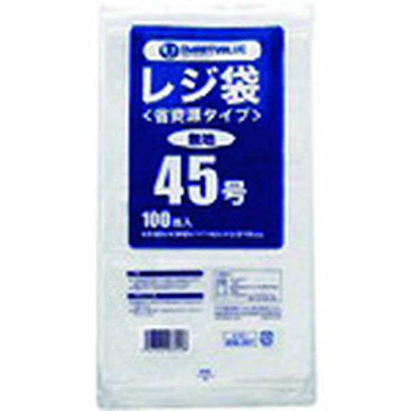 ・さらにお求めやすい省資源タイプのレジ袋です。・色：乳白・縦(mm)：530・横(mm)：300(140)・厚さ(mm)：0.016・規格：45号・1パック入数：100枚・レジ袋・高密度ポリエチレン・生産国 ベトナム・JANコード 4547...