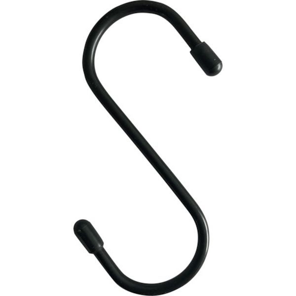・スチール製S字フックです。・物の吊り下げ、引っ掛けとして。・色：黒・使用荷重(kN)：0.15・D(mm)：4・L(mm)：100・S(mm)：32・スチール・表面処理：粉体塗装・生産国 中国・JANコード 4550414346141・質...