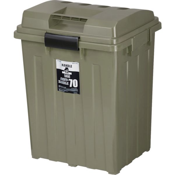 ・ハンドル付でフタが開けやすく異なるサイズもしっかり連結できます・色：カーキグリーン・間口(mm)：490・奥行(mm)：415・高さ(mm)：620・容量(L)：76・屋外用分別ペール・ポリプロピレン・生産国 日本・JANコード 4973...