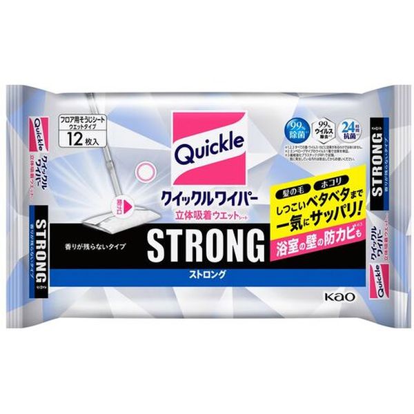 ・強力タイプのウエットシートです。・床のベタベタ汚れがゴシゴシしないで拭きとれる強力タイプの床用ウエットシートです。・フロア用クイックル史上最強の拭きとり力※で、ホコリ・髪の毛も、油汚れや足裏汚れもすっきり拭きとります。・床についたニオイの...
