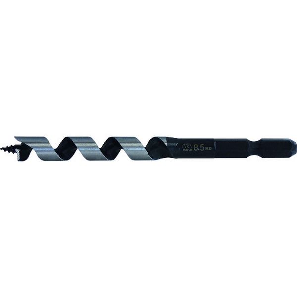 ・先ネジの回転力を利用してスムーズに穴あけが行えます。・滑らかな溝面で、切りくずの排出が抜群です。・被削材:木材。・浅い貫通穴に。・刃径(mm)：8.5・溝長(mm)：60・全長(mm)：100・シャンク形状：六角軸・シャンク径(mm)：6...